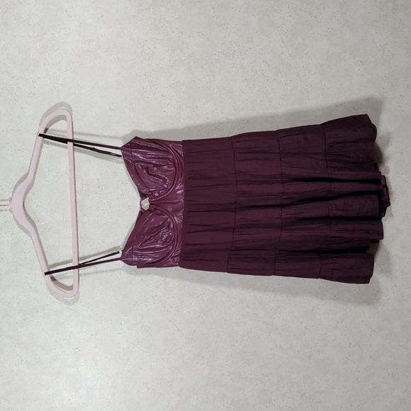 Sky To Moon | Dresses | 2l1 Sky To Moon Maroon Faux Leather With Tiered ...